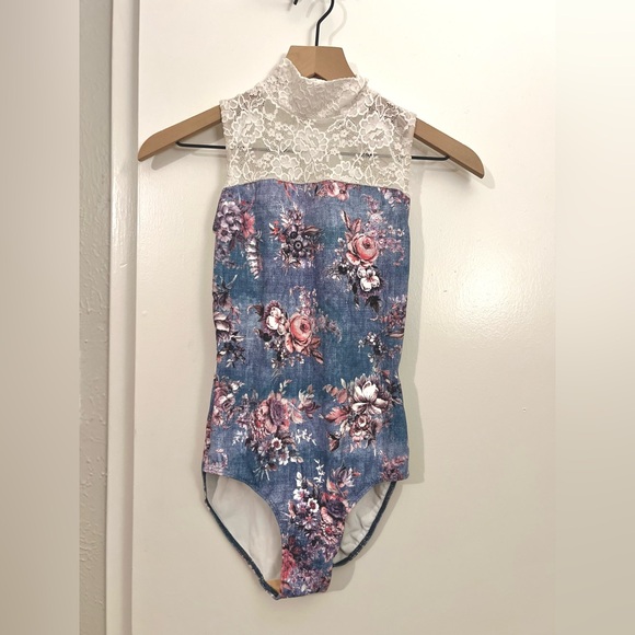 Eleve Dancewear | Other | Eleve Dancewear Denim Floral Ballet Leotard ...